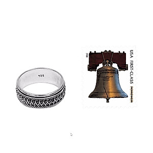 NOVICA Artisan Handmade Sterling Silver Meditation Spinner Ring Balinese No Stone Band Indonesia Romantic [band Width 8 mm W] ' Dragon Scale'