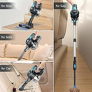 INSE Cordless Vacuum Cleaner, 6-in-1 Rechargeable Stick Vacuum with 2200 m-A-h Battery, Powerful Lightweight Cordless Vacuum Cleaner, Up to 45 Mins Runtime, for Home Hard Floor Carpet Pet Hair-N5S