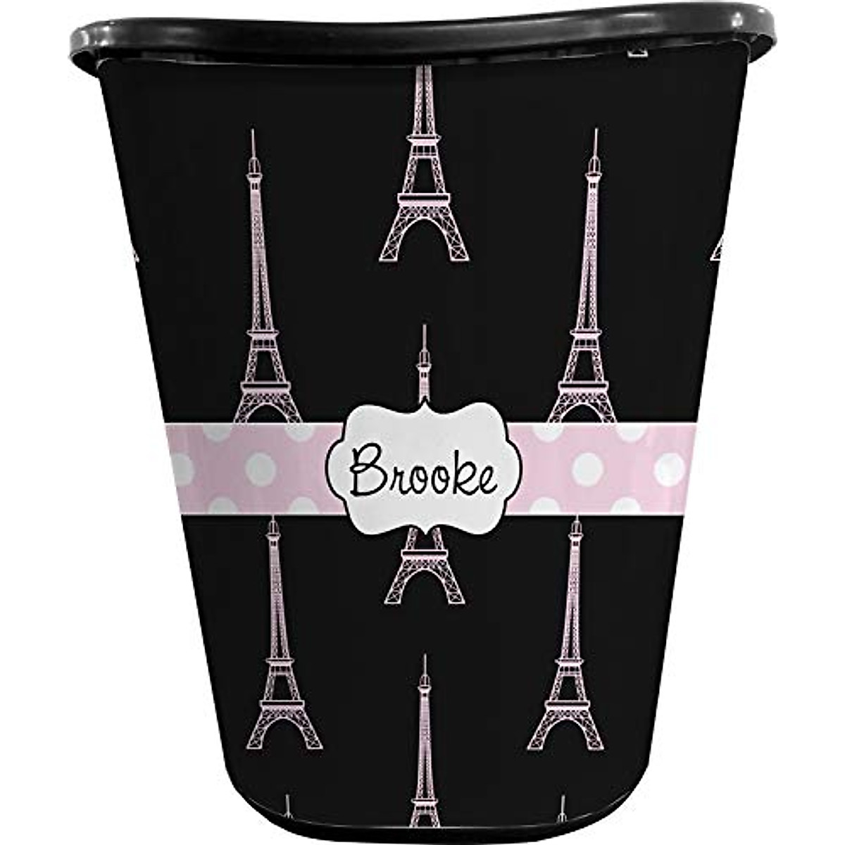 RNK Shops Black Eiffel Tower Waste Basket - Single Sided (Black) (Personalized)