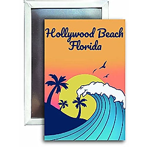 Hollywood Beach Florida Souvenir 2x3 Fridge Magnet Wave Design