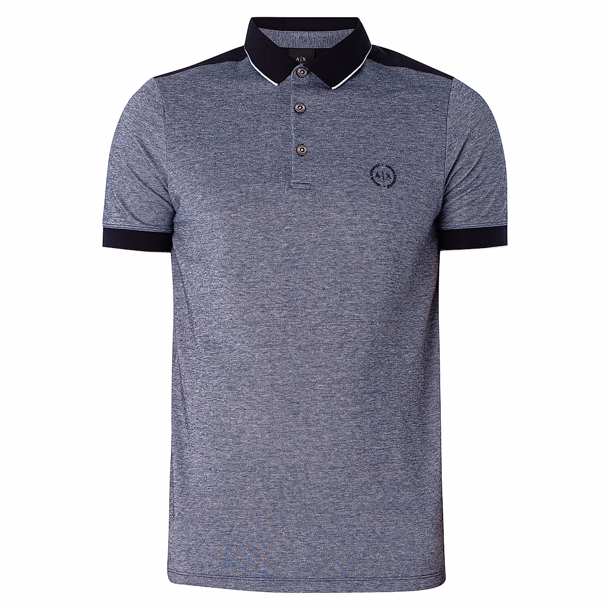 A|X Armani Exchange Men's Polo Shirt with Stripes, Navy, L