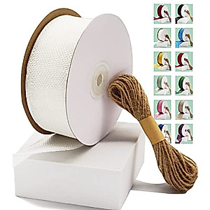 White Burlap Wired Ribbon 1-1/2 Inch x 10 Yard for Gift Wrapping Home Decor Wedding Party Decorations Bows Christmas Tree Crafts Supplies