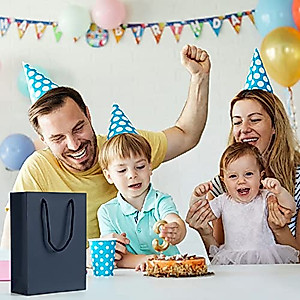 Sdootjewelry Navy Blue Gift Bags, 5.1 x 2.4 x 7.5 Kraft Paper Gift Bags with Handle, 50 Pack Heavy Duty Matte Tote Paper Bags Shopping Small Retail Party Bags for Gift Favor Small Business