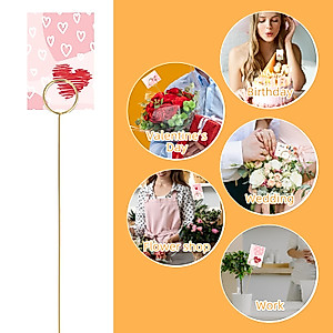 20PCS Flower Card Holder Stick 11.6" Gold Floral Card Holder Picks, Elegant Metal Wire Place Card Holders Gift Photo Picture Holders for Centerpieces Bouquets Weddings Baby Showers and Party(Round)