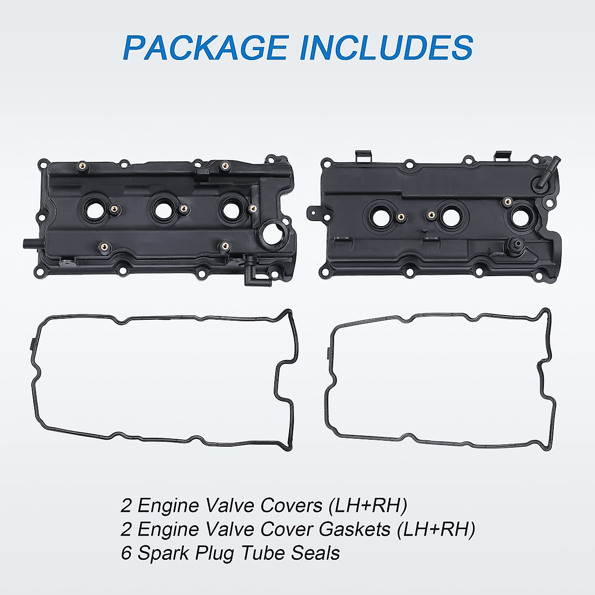 JDMSPEED New Engine Valve Cover With Gaskets Left & Right Side Replacement For Altima Maxima Murano I35 V6 3.5L 2002-2007 Replace# 264-985 264-984 13264-8J113 13264-7Y000 (Set of 2)