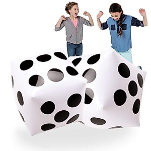Novelty Place 2 Pcs Jumbo Inflatable Dice, 20" White and Black Giant Dice for Indoor and Outdoor Broad Game, Ludo and Pool Party