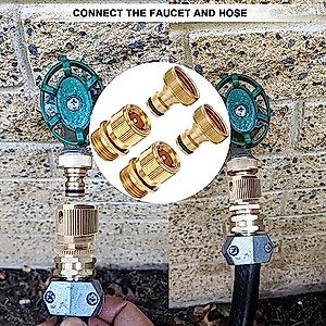 DINHAND 4 Sets Garden Hose Quick Connector No-Leak 3/4 GHT Inch Male and Female Thread Water Hose Fittings