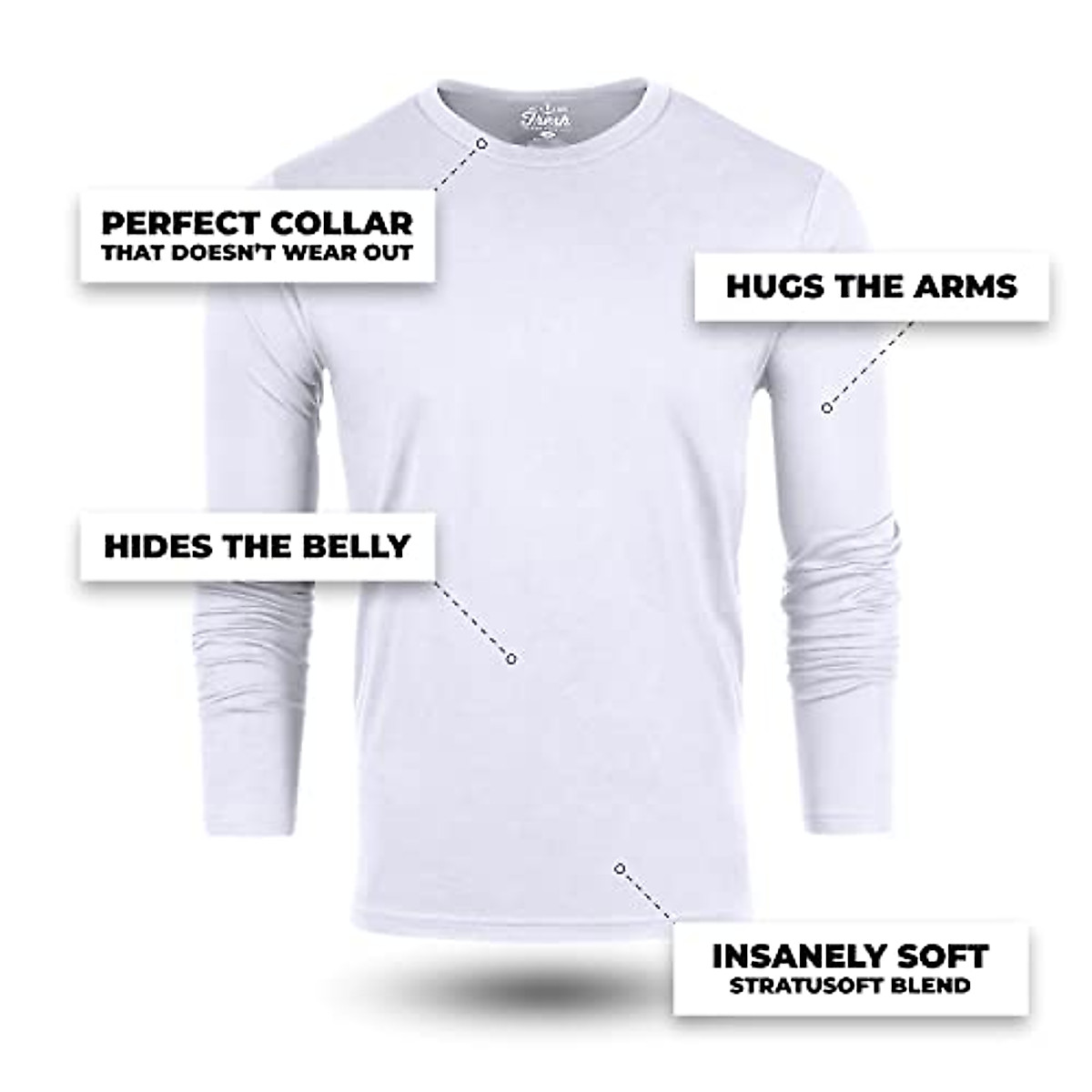 Fresh Clean Threads Mens White Long Sleeve T-Shirt - Pre Shrunk Soft Fitted Premium Classic Tee - Men's T Shirts Cotton Poly - Medium