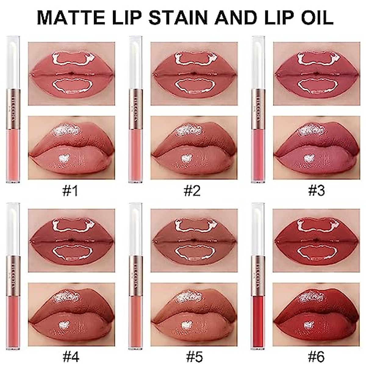 5 Colors Lip Stain Set, Long Lasting Waterproof Peel Off Lip Tint with Lip Oil and Empty Spray Bottle Kit, Transferproof Non-stick Cup Liquid Lipstick Matte Finish Lip Makeup for Women, 0.67 oz