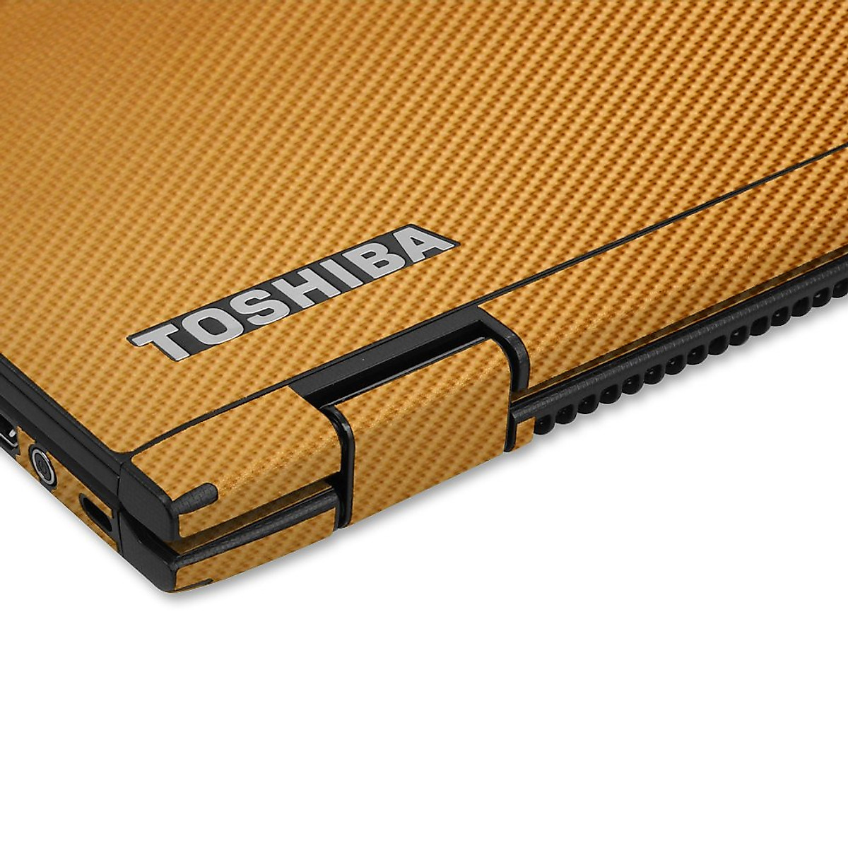 Skinomi Gold Carbon Fiber Full Body Skin Compatible with Toshiba Satellite Radius (2015, 14 inch)(Full Coverage) TechSkin with Anti-Bubble Clear Film Screen Protector