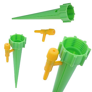 ArtnIndia 12PCS Plant Self Watering Spikes Devices Automatic Irrigation Equipment Watering with Slow Release Adjustable Control Valvethe On Off for Outdoor and Vacation Plant Watering
