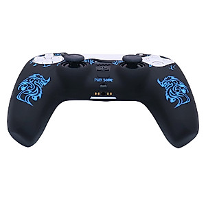 HLRAO Laser Engraved Dragon Silicone Case Skin Case (Radiation) for PS5 Controllers x 1 with Laser Dragon Thumb Grips x 2.