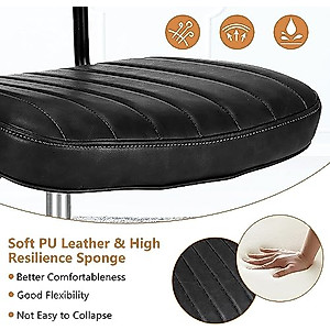Giantex Leather Office Chair, Armless Low-Back Computer Desk Chair, Retro Swivel Rolling Task Chair Height Adjustable PU Leisure Office Chair for Kids Teens Adults (2, Black)