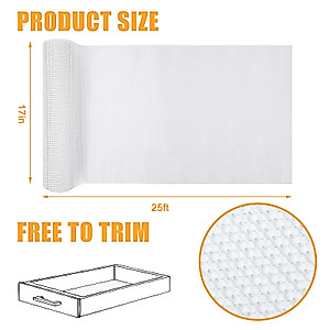 BAKHUK Grip Shelf Liner, Non-Adhesive 17 Inch x 25 Feet Cabinet Liner Durable Organization Liners for Kitchen Cabinets Drawers Cupboards Bathroom Storage Shelves (White)