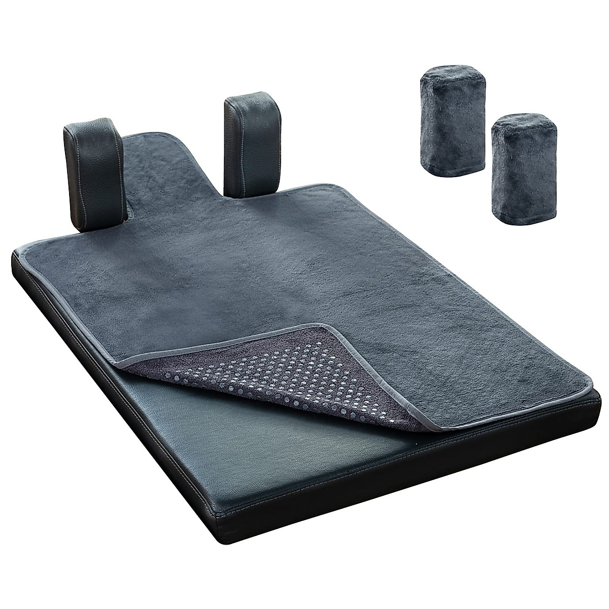 Pilates Reformer Non-Slip Mat Towel (Included 2 Pcs Shoulder Block Covers) (DARK GREY)