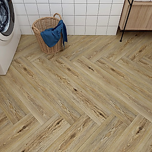 LaCheery 6"x36" 18 Tiles Oak Wood Peel and Stick Floor Tile Bathroom Floor Tiles Peel and Stick Waterproof Vinyl Plank Flooring Sticky Vinyl Floor Tiles for Home Kitchen Bedroom RV Flooring Laminate