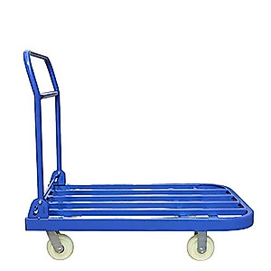 Teerwere Portable Folding Handcart Portable Folding Hand Trolley 360° Rotating Cart for Luggage Personal Travel Shopping Auto Moving Multi Function Folding Handcart (Color : Blue, Size : 120X65CM)