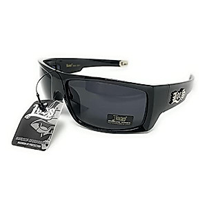 Locs Men's Original All Black Hardcore Sharp Square OG Sunglasses, Wrap