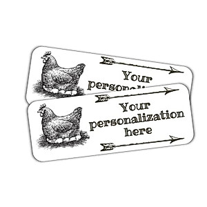 60 Personalized chicken egg carton labels, Thank you stickers, tags