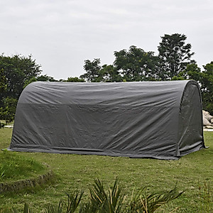 Bestmart Heavy Duty Round Carport with Zipper Portable Garage Outdoor Storage Shed Canopy Gray,10x20ft
