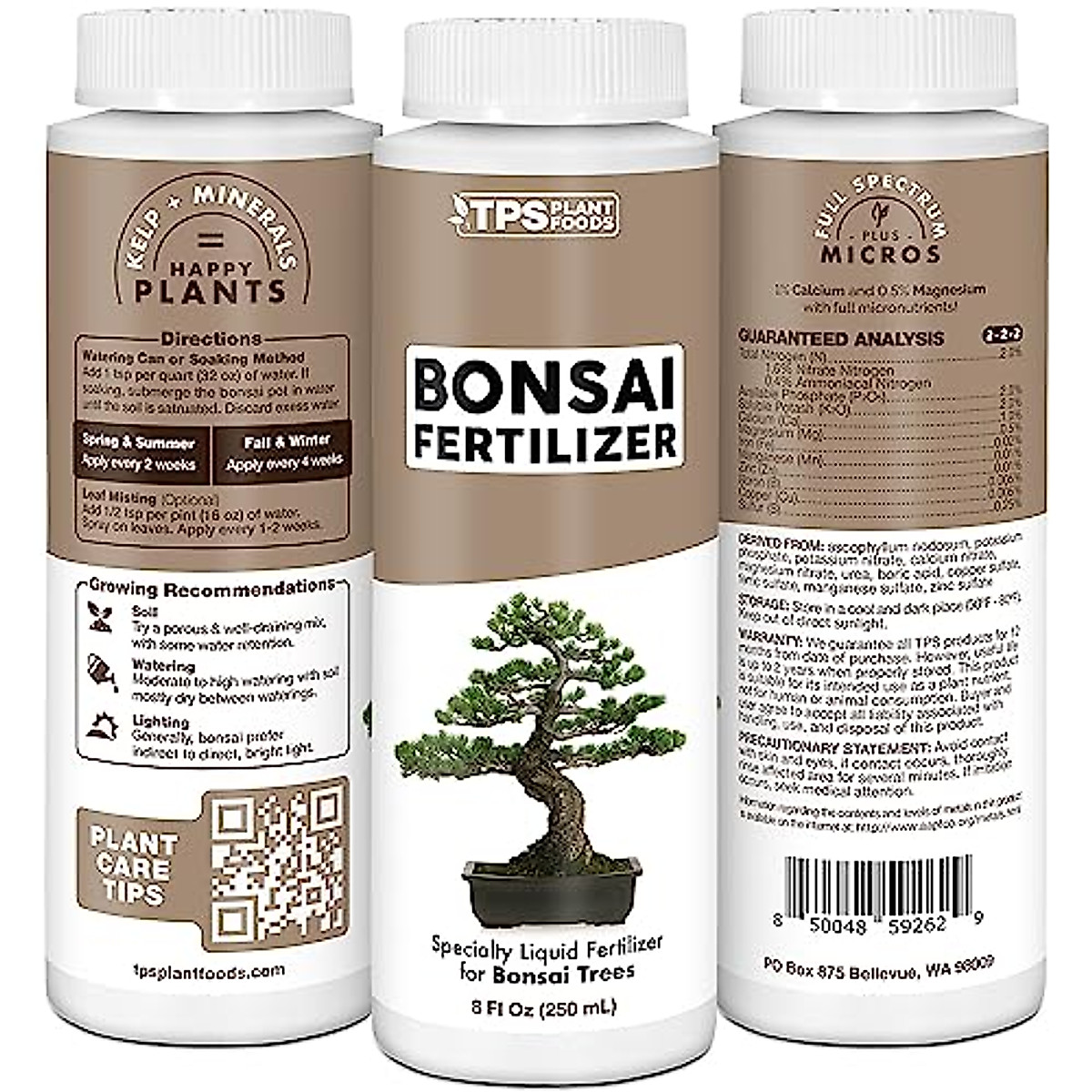 Bonsai Fertilizer for All Bonsai Trees, Great for Root Soaks, Liquid Plant Food 8 oz (250mL)