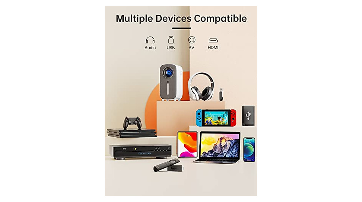 Mini Bluetooth Portable Movie Projector - HISION 1080P Projector 4K ...