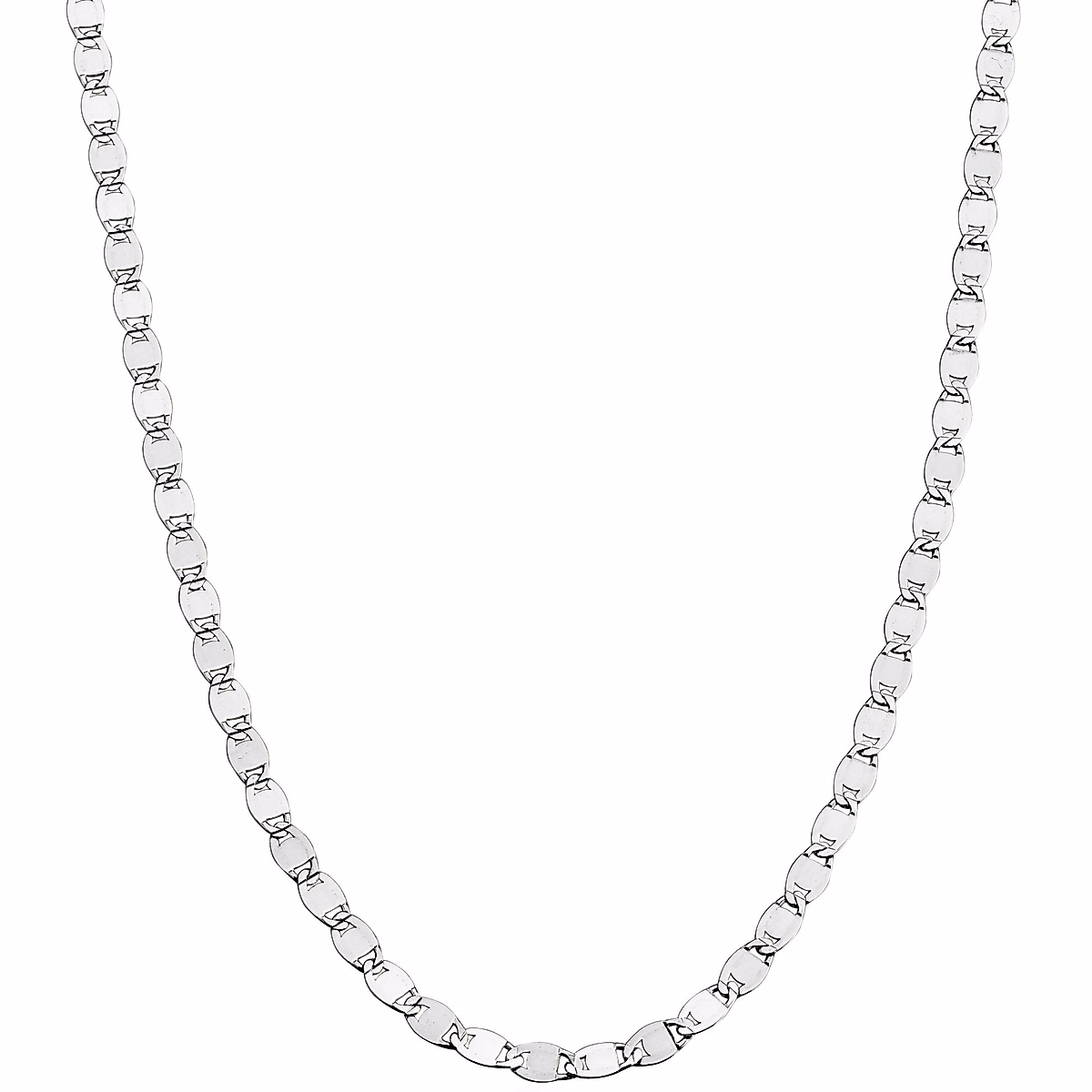 Miabella Italian 925 Sterling Silver Sparkle Mirror Link Chain Necklace for Women, Made in Italy (Length 20 Inches)