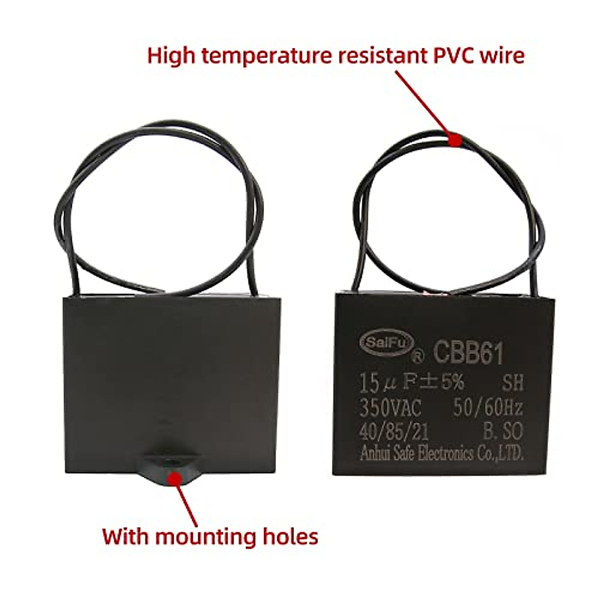AKZYTUE CBB61 Capacitor 15uf 350V AC Ceiling Fan 2 Wire 50/60Hz for Starting Electric Fan Generator Pump Motor