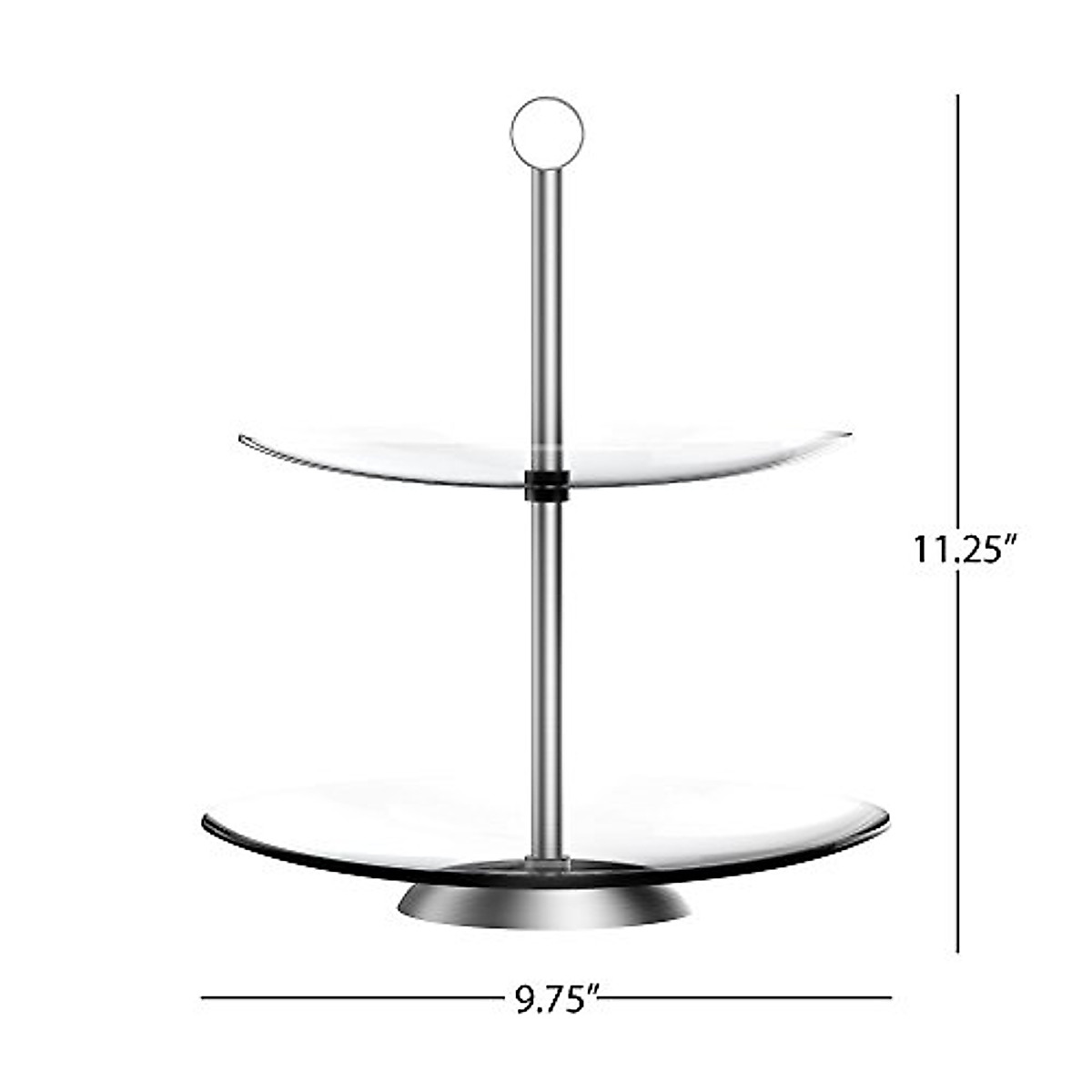 Chef Buddy Dessert Tower, 2-Tier Round Glass Display Stand