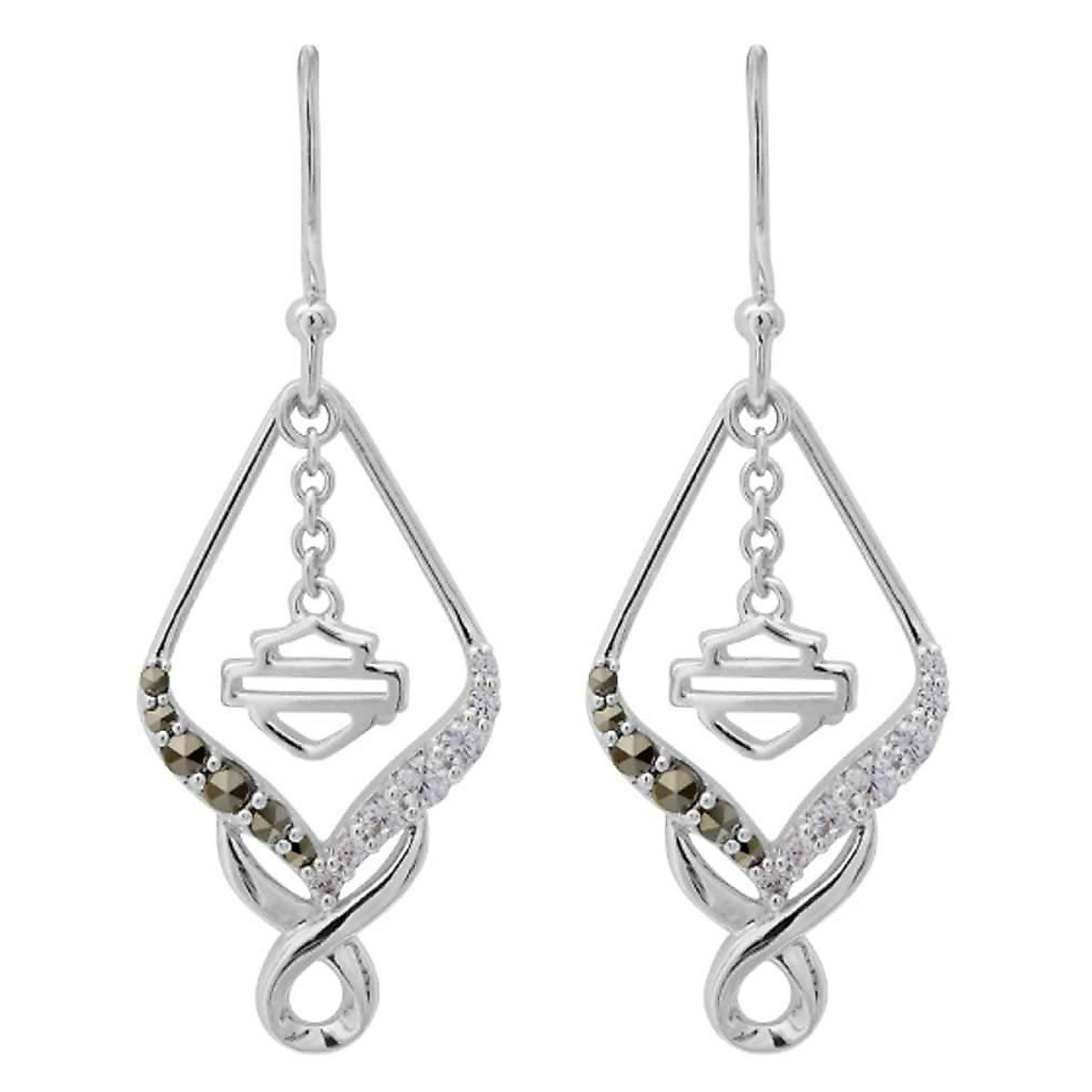 Harley-Davidson Women's Salt & Pepper Twist Embellished Drop Earrings HDE0471