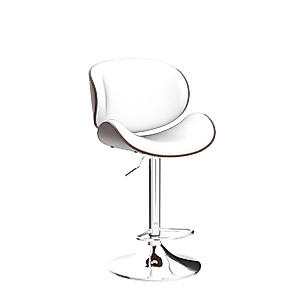 Aowos Bar Stools Set of 4, Adjustable Swivel Leather Bar Stools for Kitchen Island, Mid Century Modern Counter Height Bar Chairs Barstools with Back & Footrest (White)