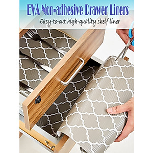 BHCORNER 12" x 20Ft Kitchen Cabinet Liners for Shelves ,Grey Shelf Liners for Kitchen cabinets Non-Adhesive ,Waterproof Drawer Liners and copboard Liner.Durable Contact Paper for cabinets,Dresses.