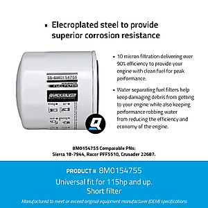 Quicksilver 8M0154755 Water Separating Fuel Filter for Various Marine Engines