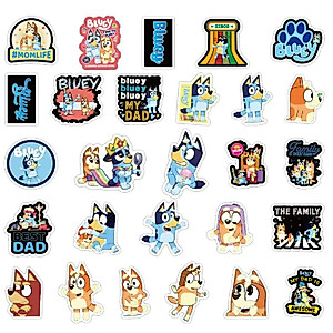 50 Cartoon Stickers Colorful Aesthetic VSCO Vinyl/PVC Waterproof Decals for Water Bottle, Hydroflask, Guitar, Luggage, Phone, Case, Laptop, Skateboard, Gift for Kids, Teens, Boys and Girls (Blue)