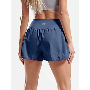 CADMUS 2 in 1 Women's Workout Shorts Athletic Gym Running Shorts for Women Sport Pro Shorts with Phone Pockets,3 Pack, Black & Gray & Navy Blue, Medium