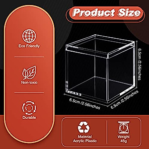 18 Pack Acrylic Boxes Clear Acrylic Cube Small Square Storage Box Acrylic Box with Lid Acrylic Display Box Stackable Small Container Clear Candy Cubes for Candy Jewelry Display (2.6 x 2.6 x 2.6 Inch)