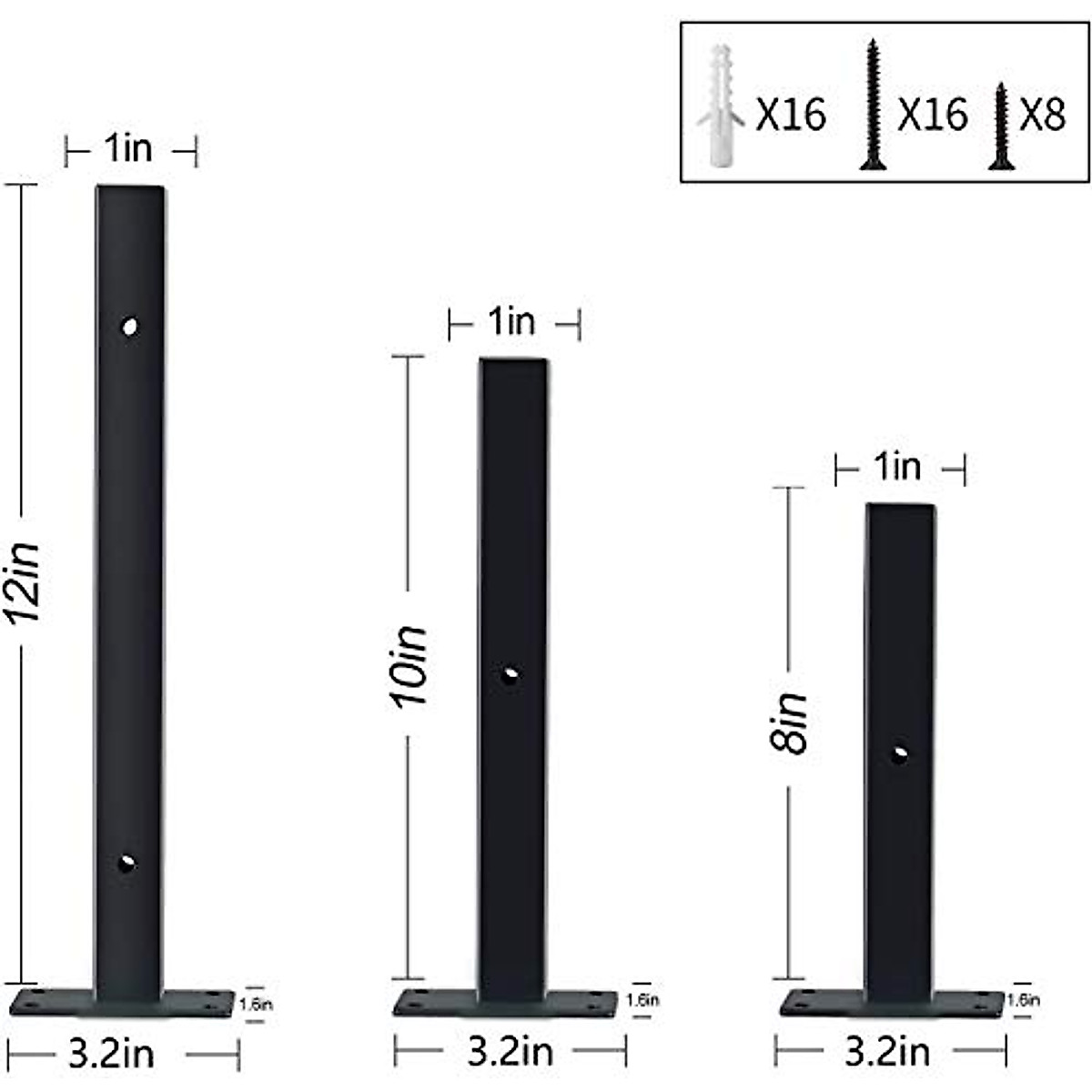 4 Pack Heavy Duty Floating Shelf Brackets 8 Inch Wall Mounted Industrial Metal Brackets for Shelves
