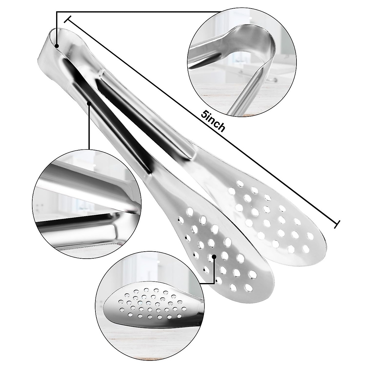 10PCS Serving Tongs, Small Kitchen Tongs,XEVOM Stainless Steel small tongs, Appetizer Tongs Ice Tongs Mini Sugar Tongs (5 Inch)