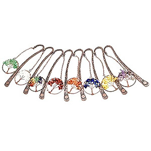 YIRUZWRD Metal Bookmark Green Aventurine Tree of Life Crystal Tumbled Stones Bookmark