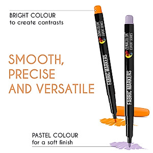 Zenacolor 40 Fabric Markers Pens Set - Non Toxic, Indelible and Permanent Fabric Paint - Fine Point Tip Textile Marker Pen
