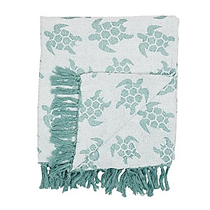 C&F Home Chenille Sea Turtles Coastal Nautical Tropical Beach Seafoam Blue Reversible Throw Blanket with Fringe Soft Cozy Decor Decoration for Couch Sofa Bed 50x60 inches Blue