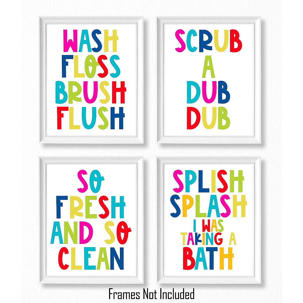 Brooke & Vine Kids Bathroom Wall Decor Art Prints (UNFRAMED 8 x 10 Set of 3) Funny Colorful Quotes Children, Toddler, Baby Girl, Baby Boy, Classroom, Washroom, Restroom, Powder Room (Splish Splash)