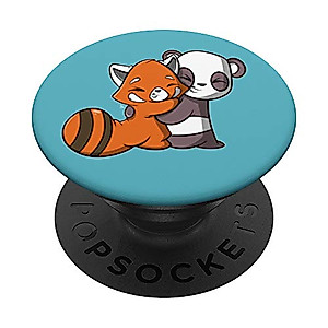 Red Panda Hugging Panda Kawaii Cute PopSockets PopGrip: Swappable Grip for Phones & Tablets