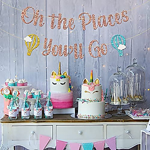 MonMon & Craft Oh The Places You'll Go Banner/Retirement Sign/Graduation Banner Decor/Travel Theme Party Decorations Rose Gold Glitter