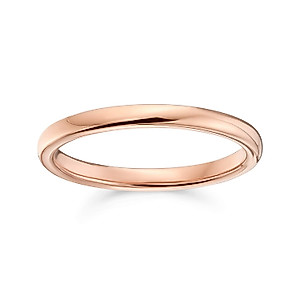 Bling Jewelry Thin Minimalist Dome Couples Titanium Wedding Band Polished Rose Gold Plated Ring For Men For Women Comfort Fit 2MM