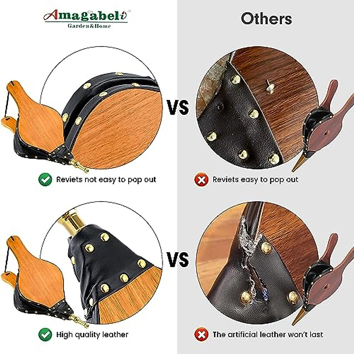 Amagabeli Fireplace Bellows 17"x 7.5" Air Blower Cast Nozzle for Outdoor Camping BBQ Grill Chimney Hand Bellow Pump Pit Barbeque Fire Tools Accessories ( Wooden Color)