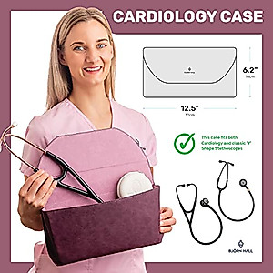 BJÖRN HALL Littman Stethoscope Cardiology IV Case | Fits Rose Gold Cardiology Stethoscope | Littmann MDF ADC Welch Allyn | Extra Room for Blood Pressure Headbands Mask | Cardiology - Crushed Violet