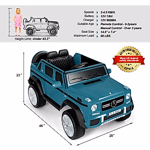 JOYLDIAS Kids Ride On Cars, Licensed Mercedes-Benz Maybach G650S, 12V7A Battery Powered Toy Electric Car for Kids w/2.4G Remote Control, 2 Motors, 3 Speeds, Music, Horn, LED Lights, Peacock Blue