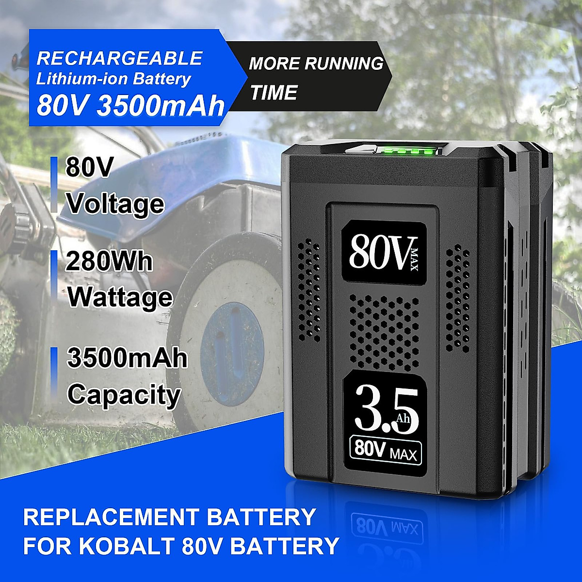 NEPOWILL 80V 3.5Ah Replacement Battery for Kobalt 80v Battery KB2580-06 KB580-06 KB680-06 KB280-06, Rechargeable Lithium Ion Battery for Kobalt 80V Cordless Power Tools