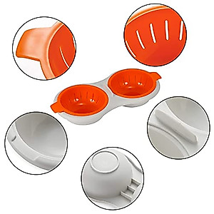 Bodacon Draining Egg Boiler Set Double Layer Microwave Egg Poacher Breakfast Egg Cooker